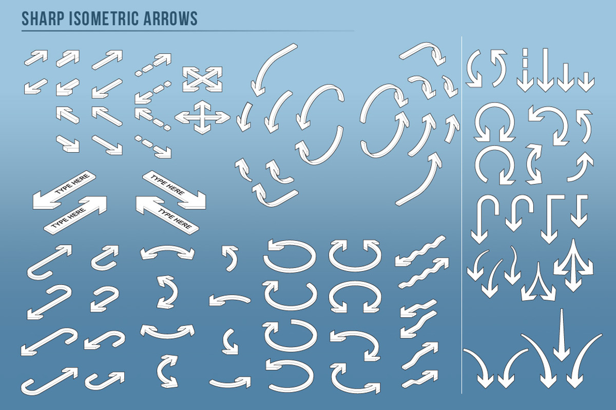Sharp Isometric Vector Arrows, an Object Graphic by Industrial Artworks
