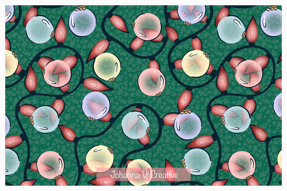 Festive Holiday Seamless Patterns, an Illustration by Johanna V. Creative