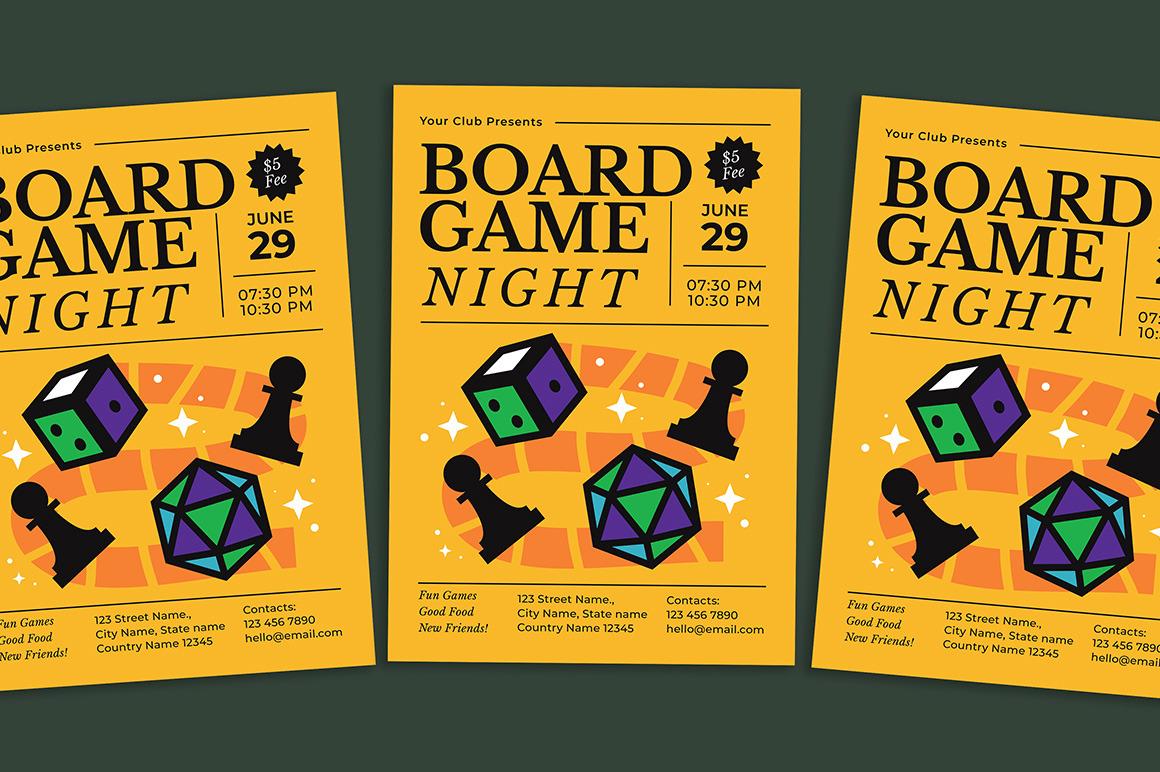 Board Game Night Flyer, a Flyer Template by Gumico Studio.