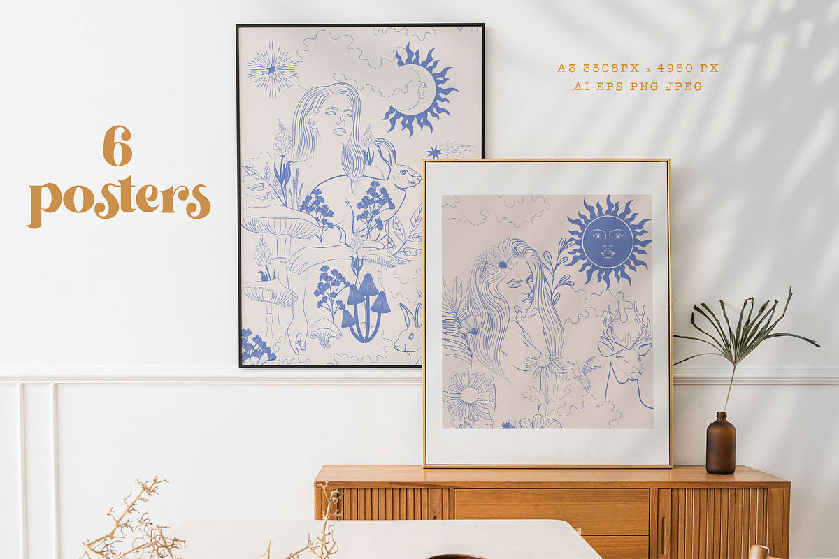 Nymphs line art, a Seasonal Illustration by Mio Buono