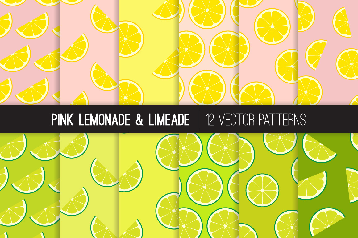 Vector Lemonade and Limeade Patterns | Graphic Patterns ~ Creative Market