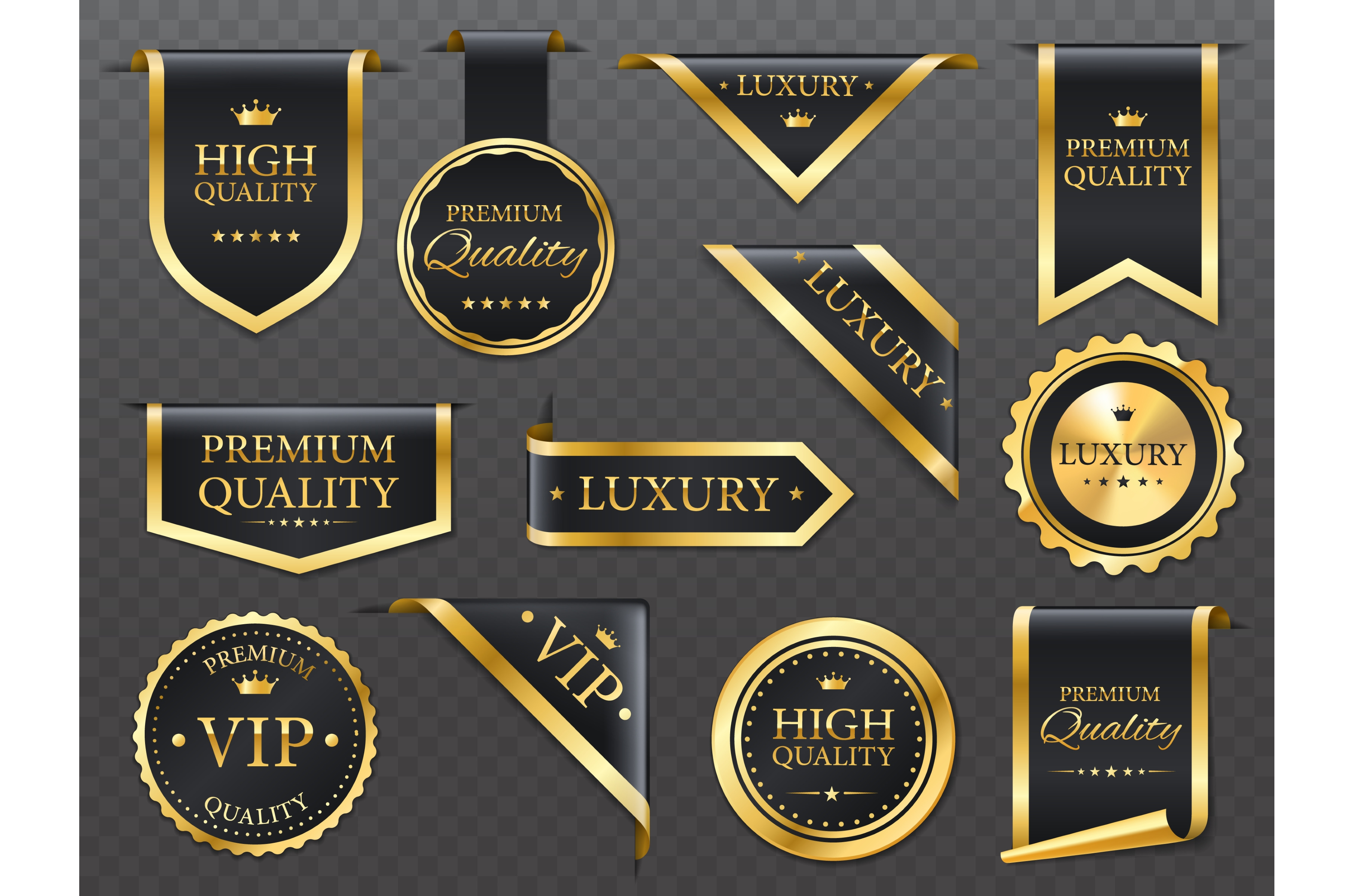 Premium, luxury golden labels, an Illustration by Vector Tradition