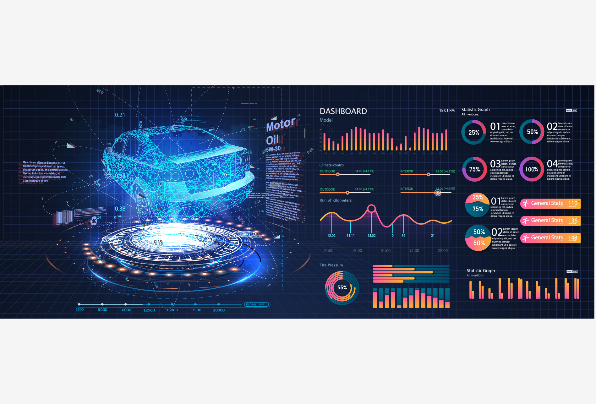 Hologram of the car,scanning.HUD HUI, a Graphic by ZinetroN