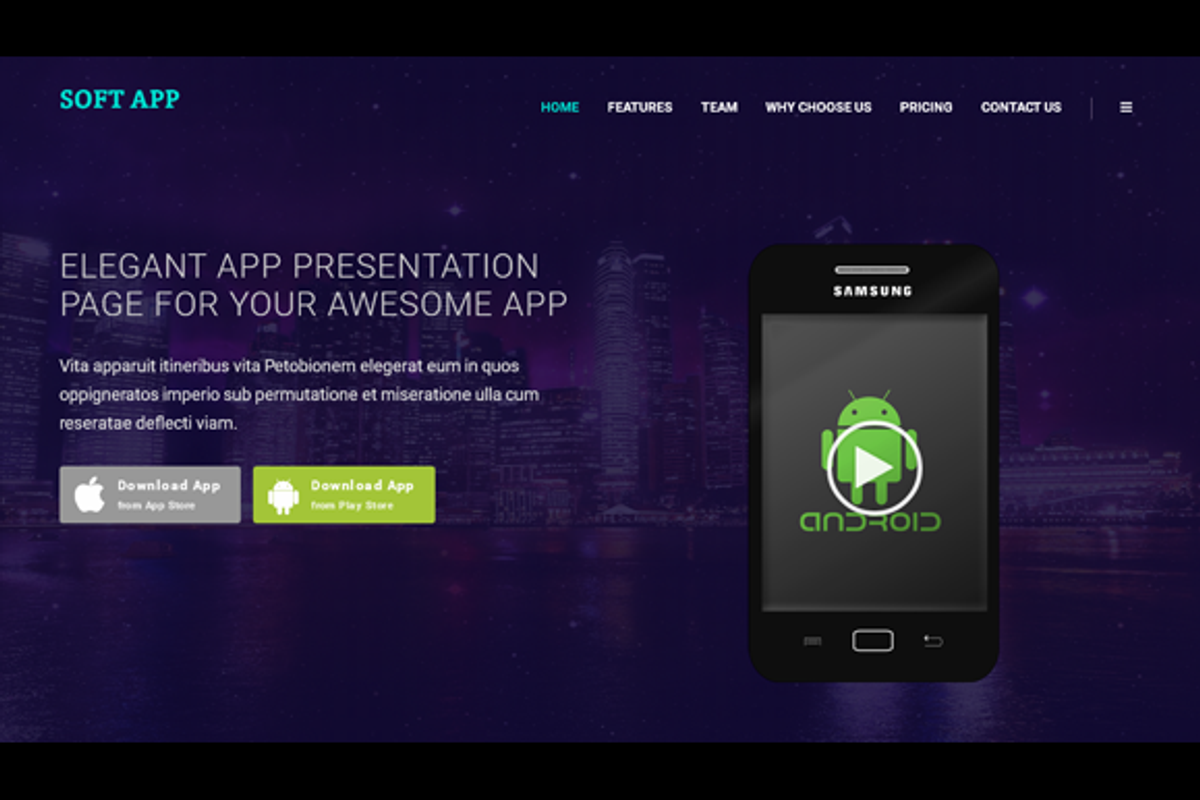 Soft App single page theme, a Bootstrap Template by chrif007
