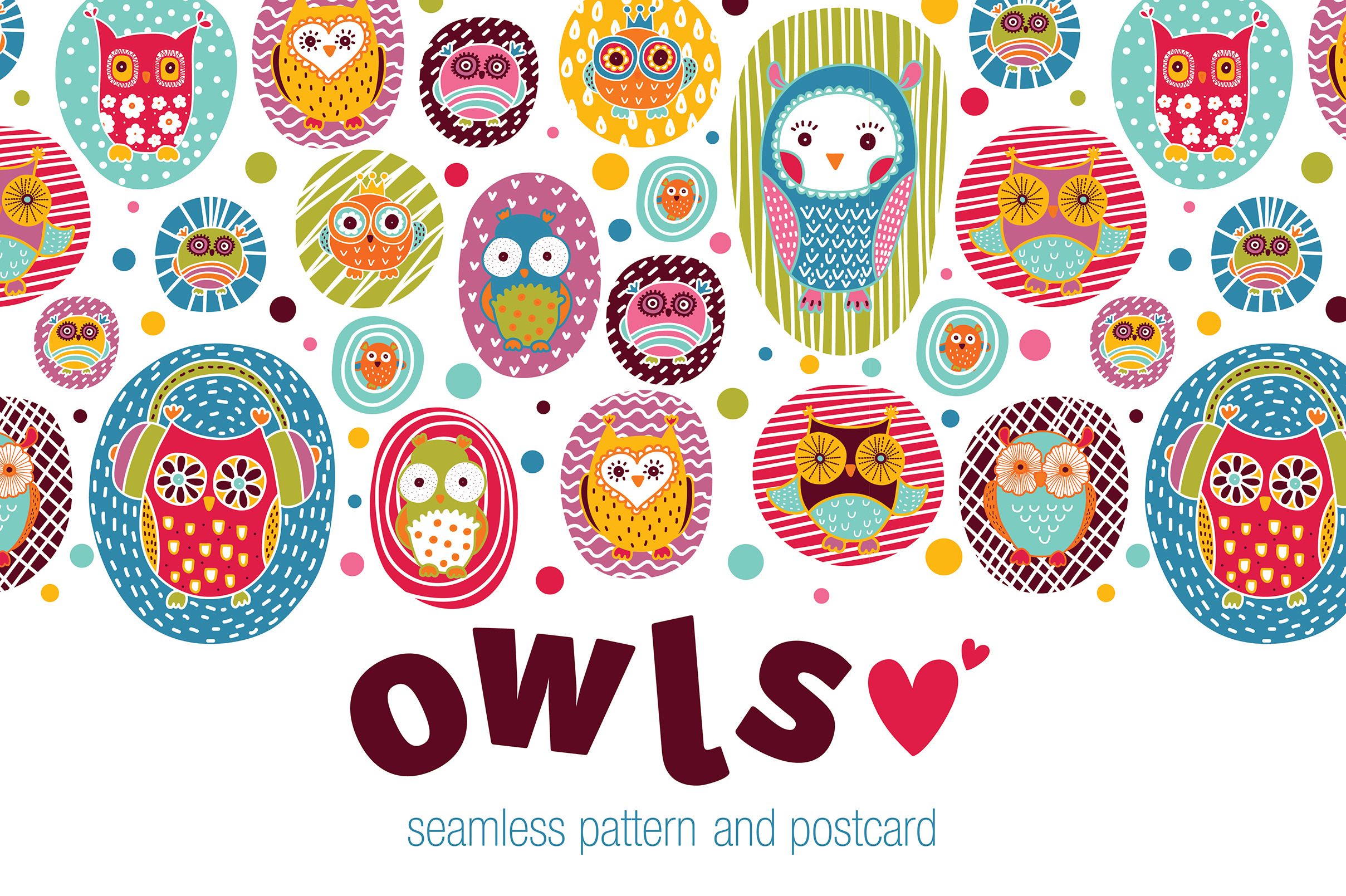 Cute owls., a Pattern Graphic by vyazovskaya.julia