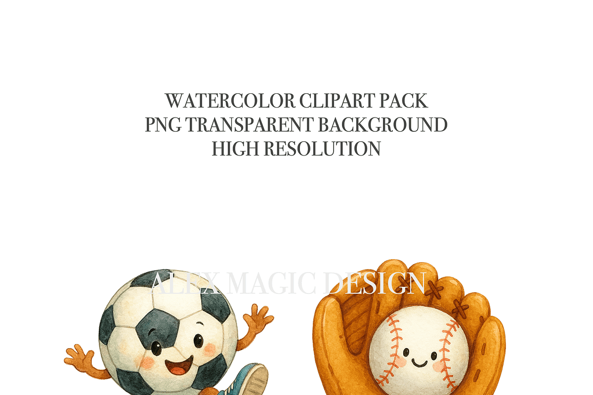 Watercolor Sports Clipart Set