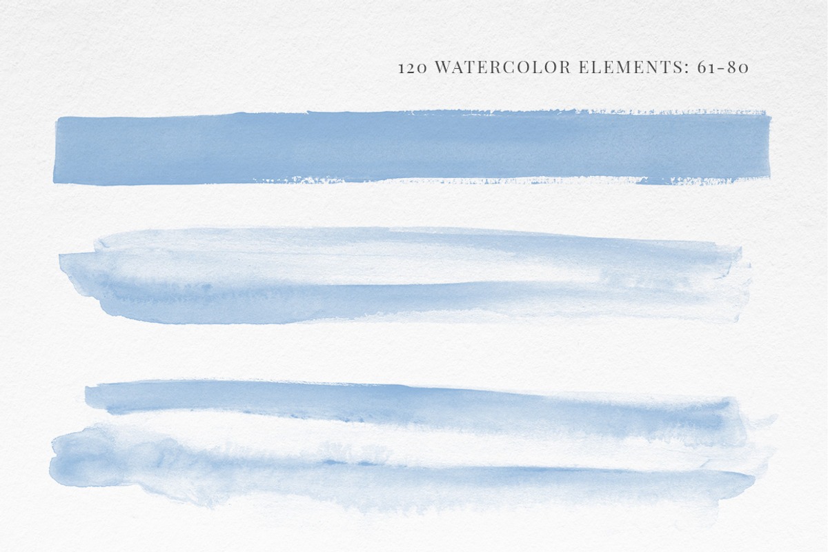 120 Watercolor Texture Elements Blue, a Texture Graphic by DESIGN BY nube
