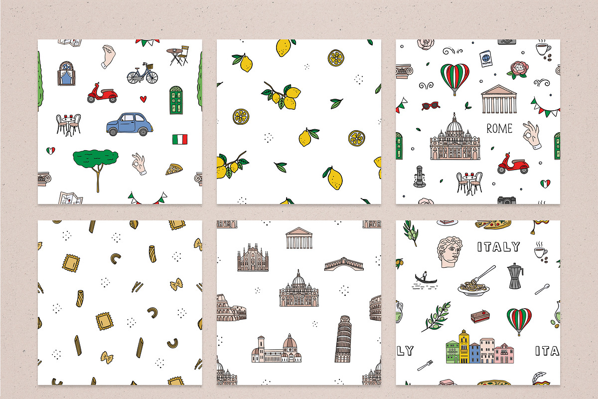 Italy Illustrations And Patterns, an Illustration by Redchocolate
