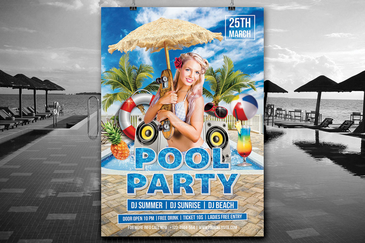 Pool Party Flyer, a Flyer Template by Creative designer