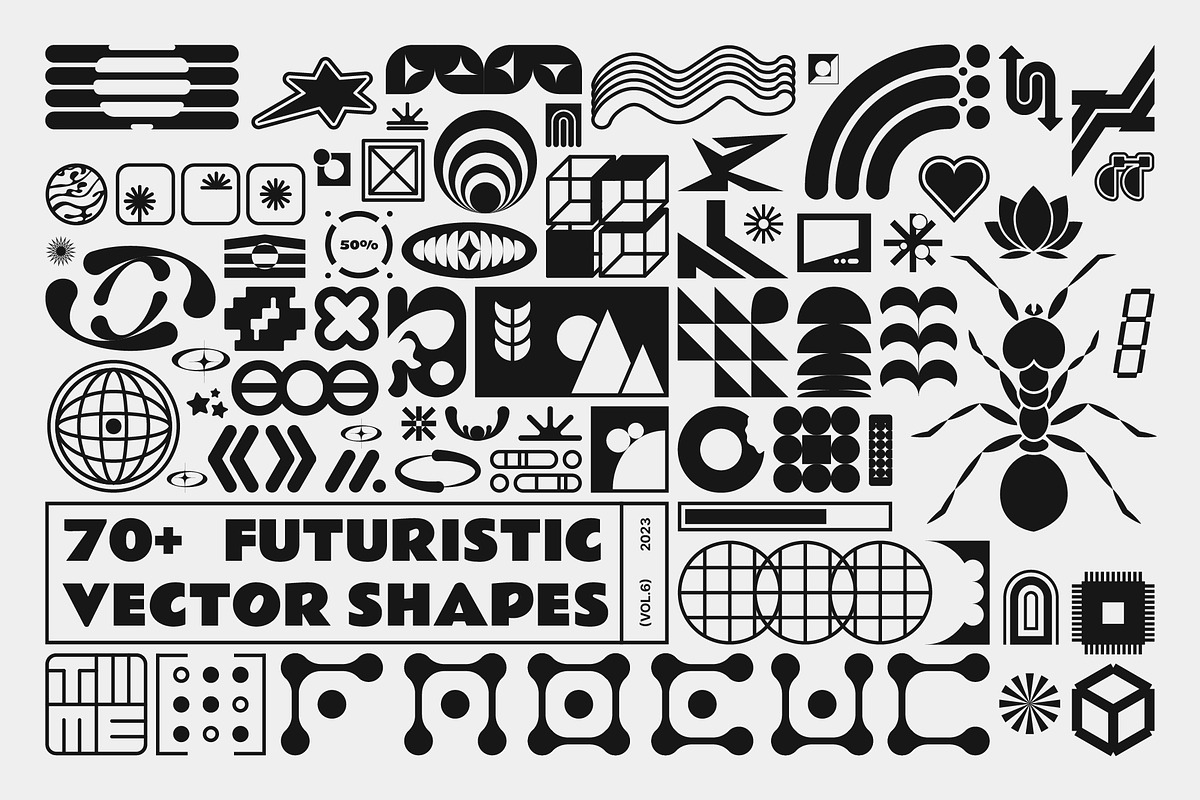 70+ FUTURISTIC VECTOR SHAPES VOL.6, an Object Graphic by KristinaK3