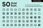 50 Grid Line Icon, an Outline Icon by Kawalan Studio