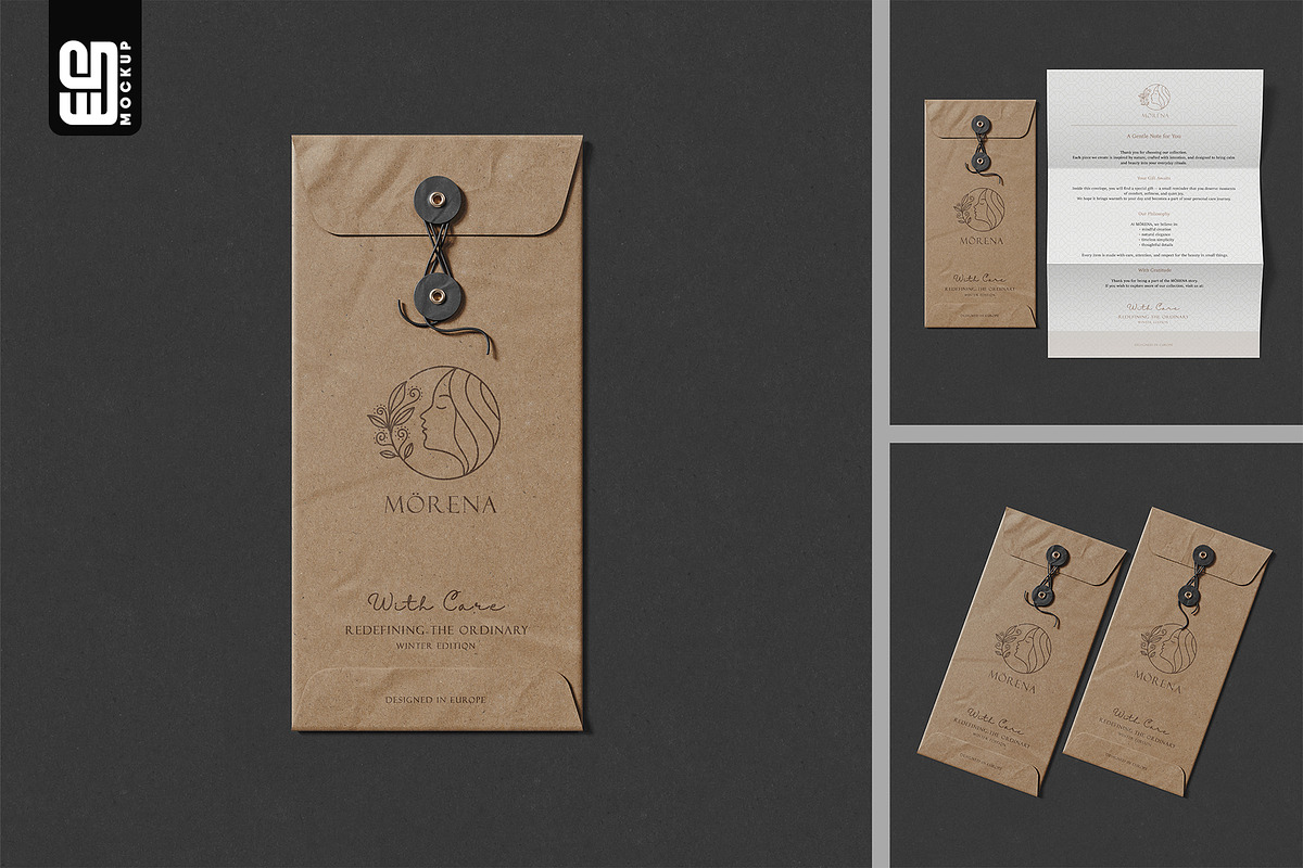 DL Kraft String-Tie Envelope Mockup, a Packaging Mockup by SD Mockup