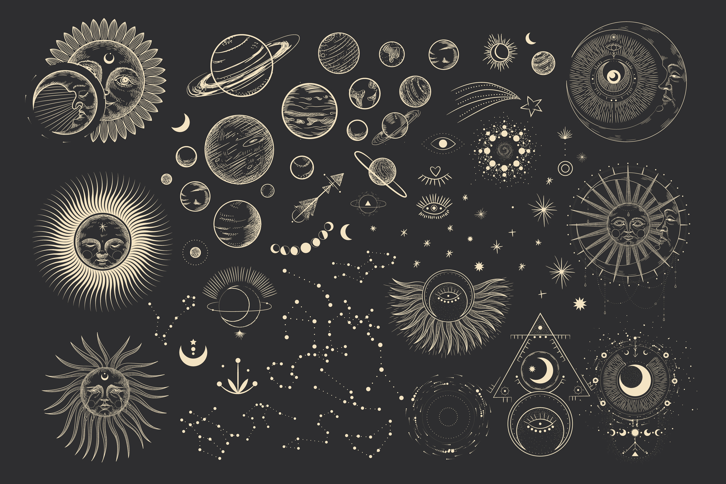 Set elements of the solar system | Illustrations ~ Creative Market