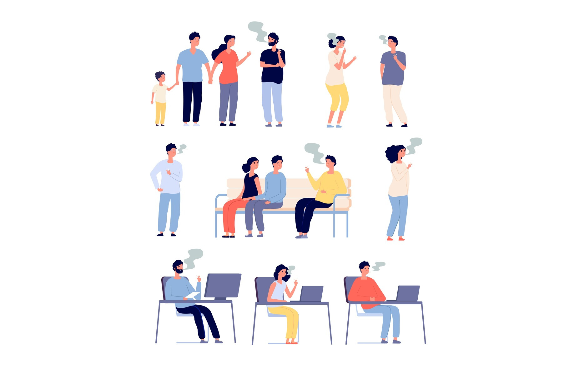 Smokers. People smoke cigarettes in, a Background Graphic by Valerie ...