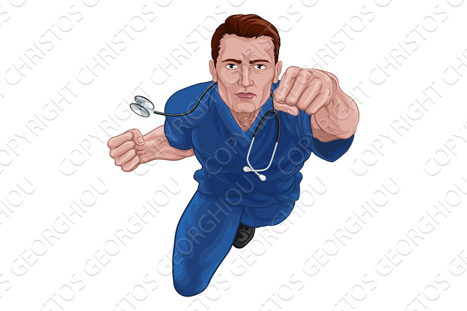 Superhero Nurse Doctor in Scrubs, a Healthcare Illustration by Christos ...