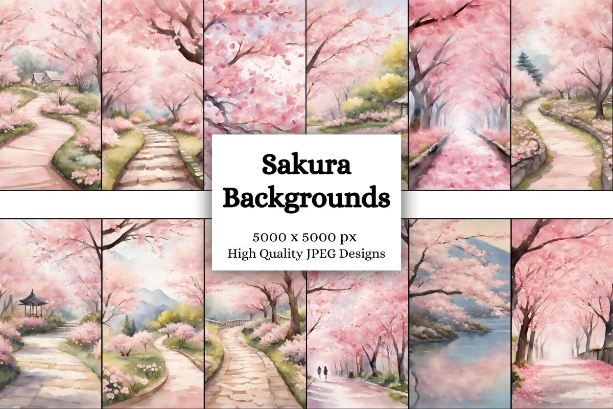 Breathtaking Sakura Backgrounds, a Background Graphic by Catchy Ideaz