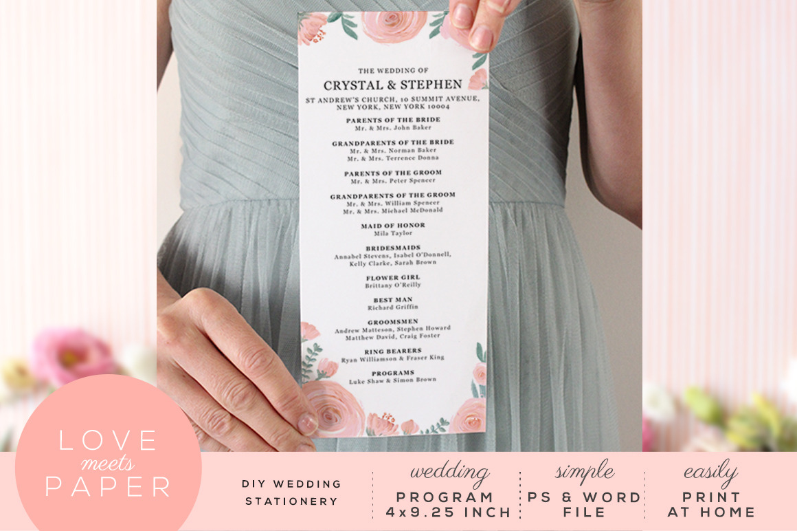 Wedding Program Template P1025, an Invitation Template by Love Meets Paper