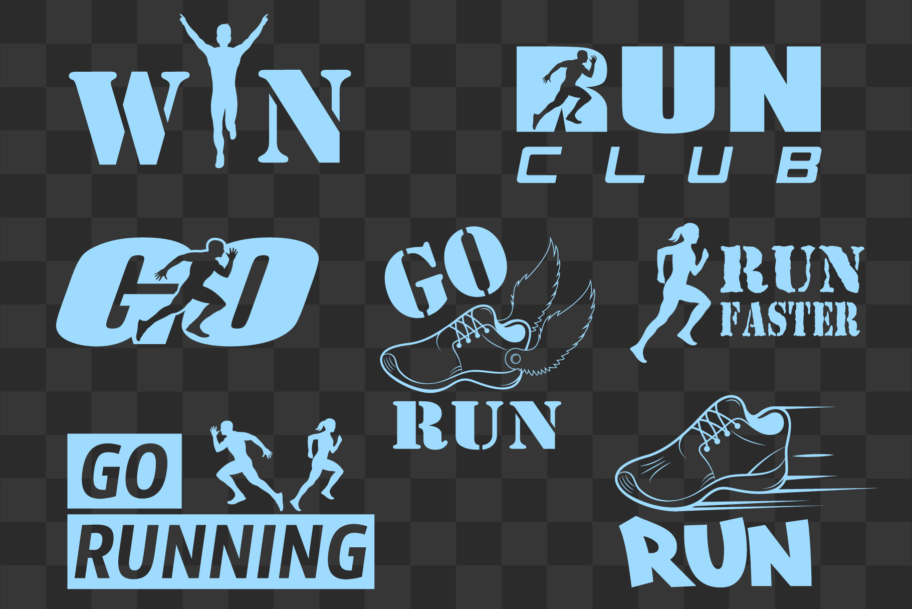 Set of vintage run club labels, a Graphic by Tomass2015