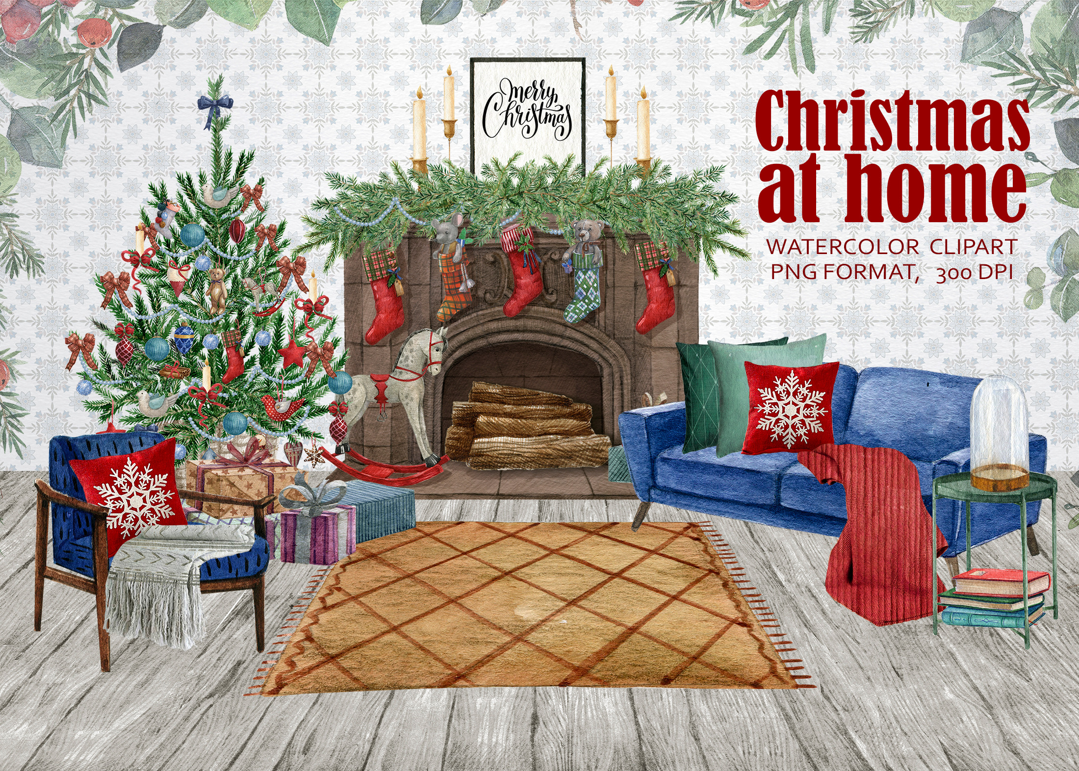 Christmas living room Scene Creator, a Decorative Illustration by yana ...