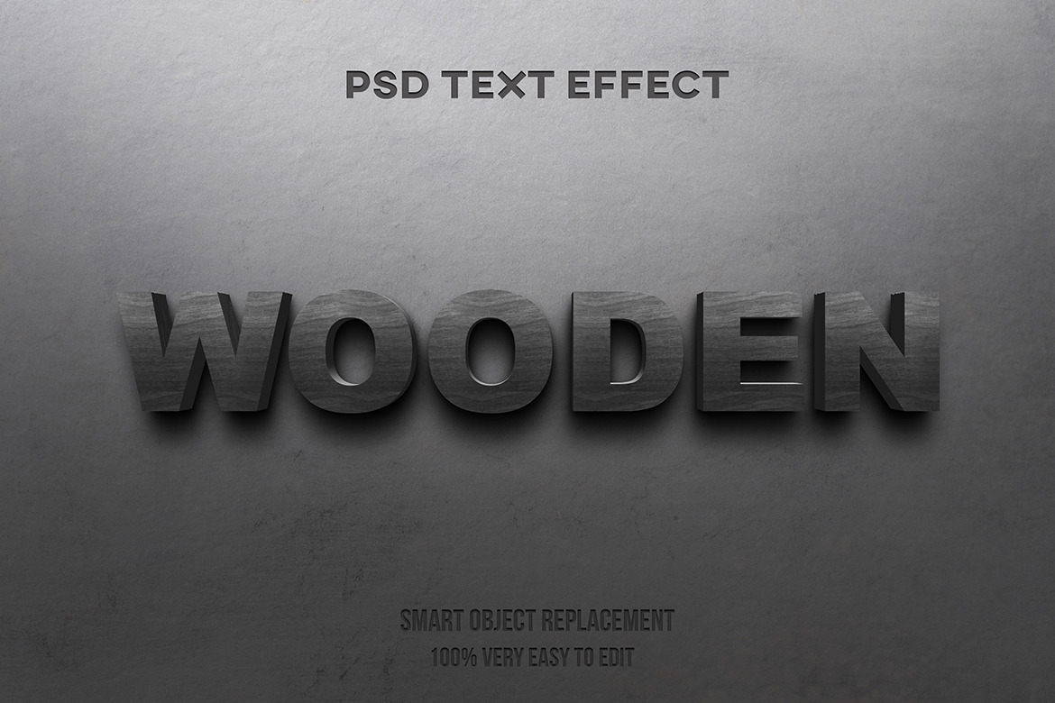 Wooden 3D Text Effect Psd