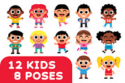 12 Cute Kids With 8 Poses Each One, an Education Illustration by Andres ...