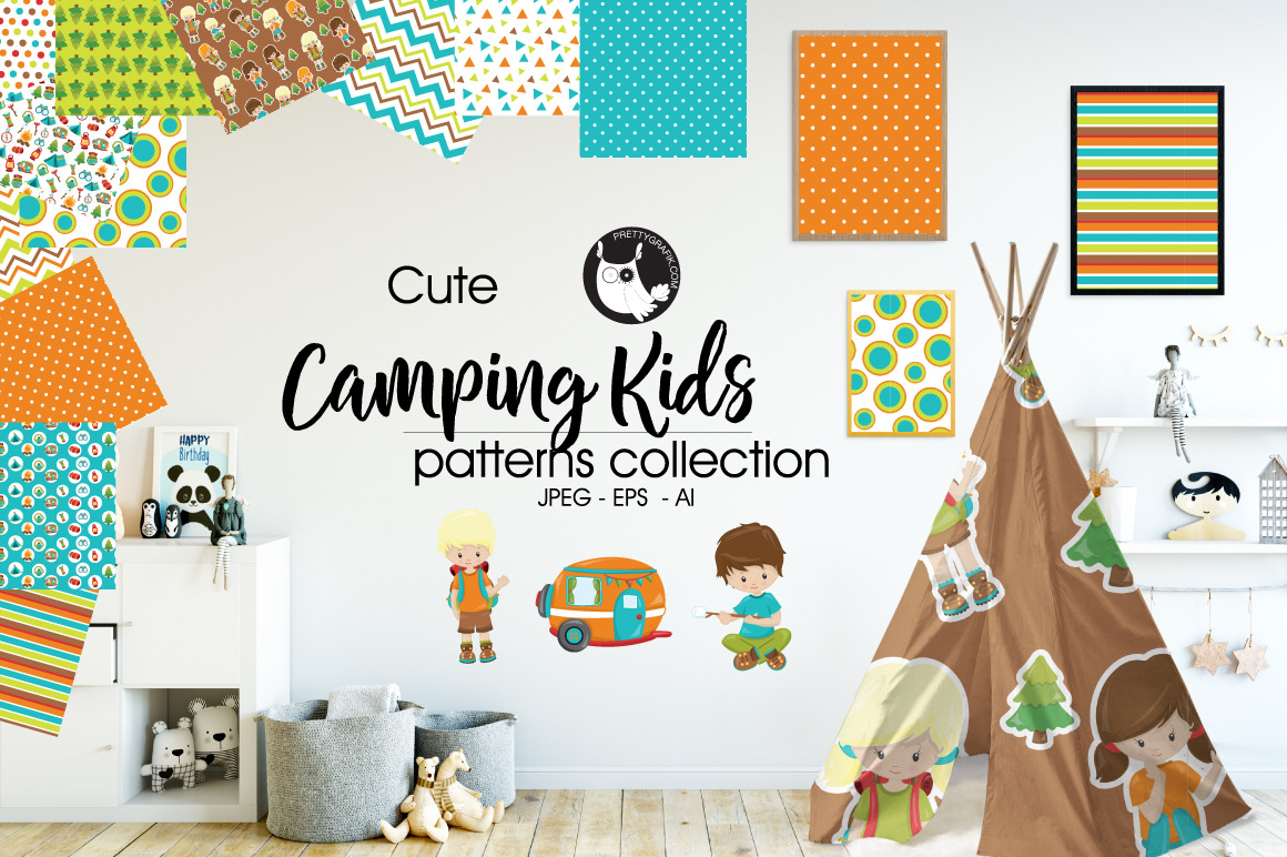 CAMPING KIDS Pattern collection, a Pattern Graphic by PrettyPatterns