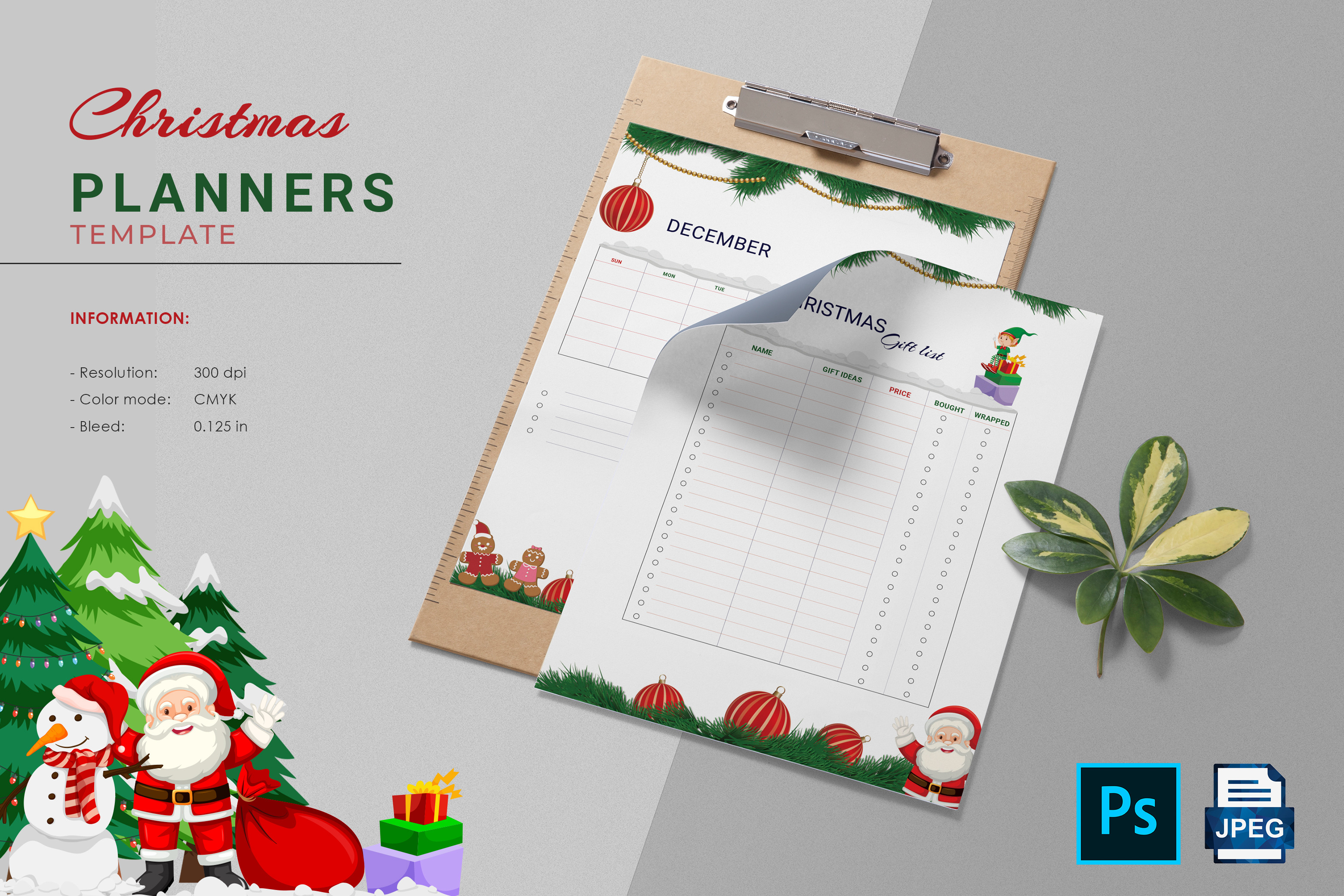 Christmas Planner Template, a Stationery Template by crazyOWL