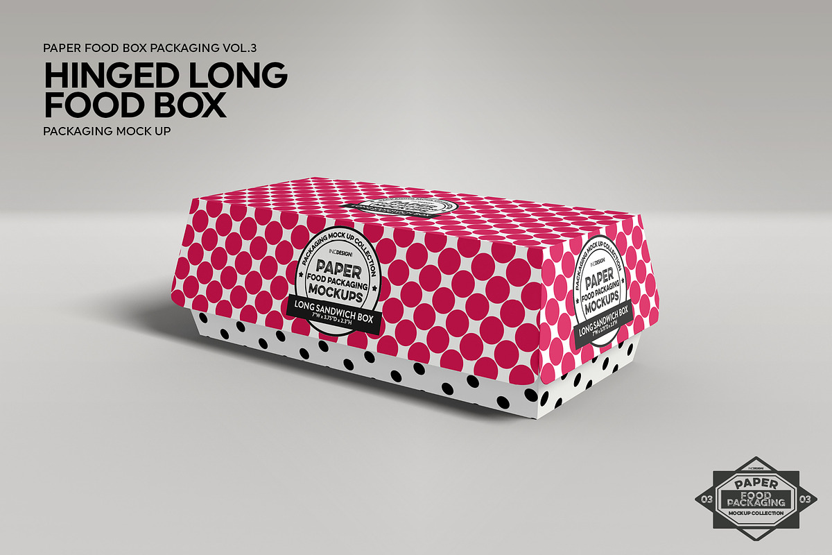 Hinged Long Sandwich Box Mockup, a Cups & Container Mockup by INCDesign
