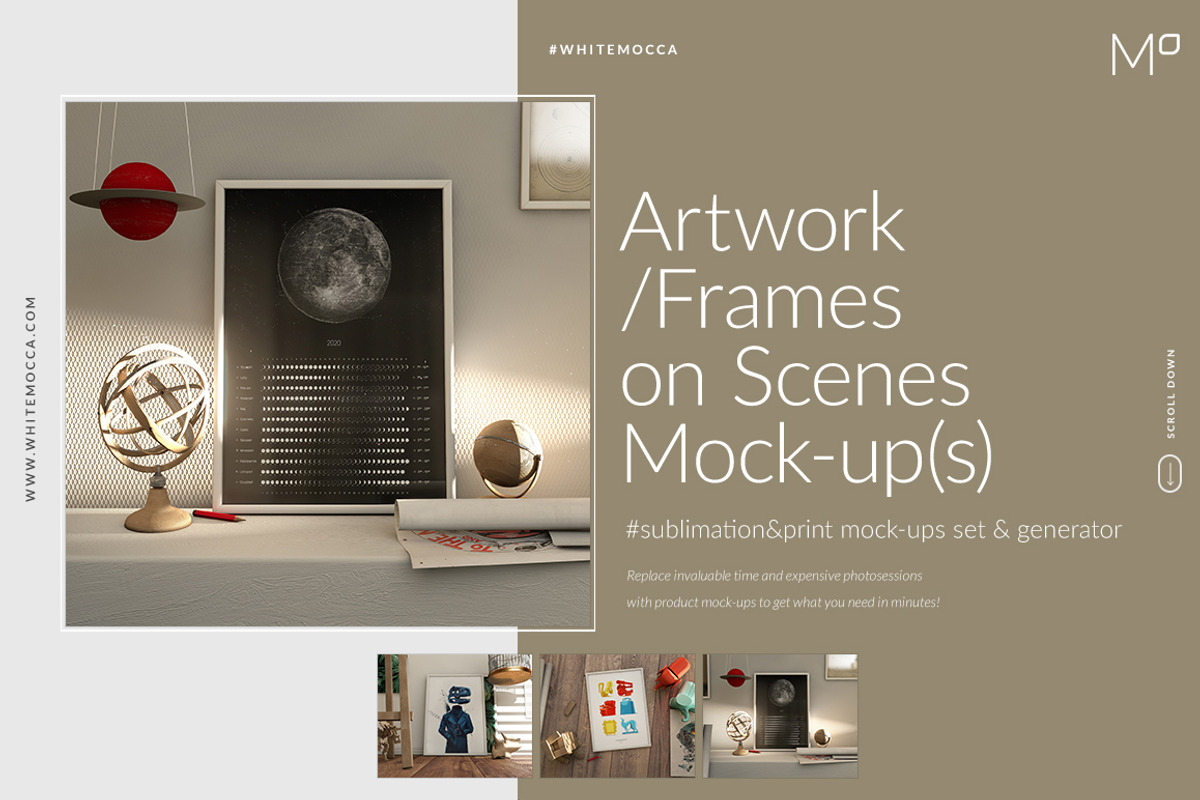 Artwork / Frames on Scenes Mock-ups, a Household Mockup by BlackMocca