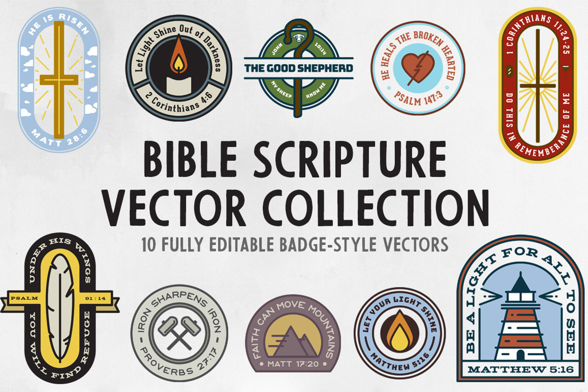 Scripture Badges Vector Collection, a Graphic by Flying Free Design