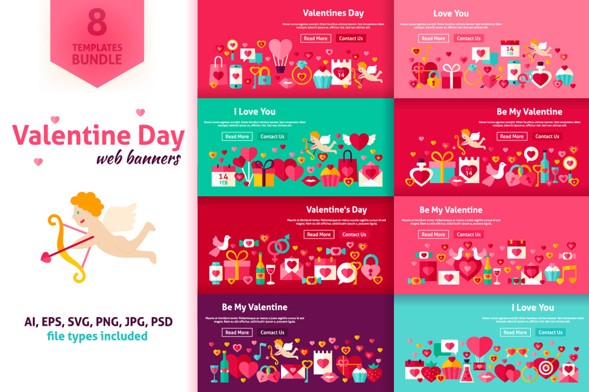 Valentine's Day Website Banners, a Templates & Theme by Anna_leni