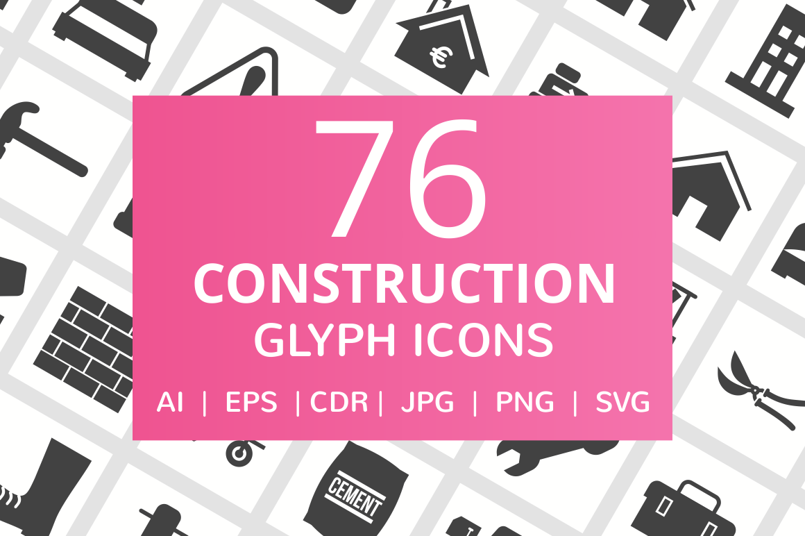 76 Construction Glyph Icons, an Icon by IconBunny | Creative Market
