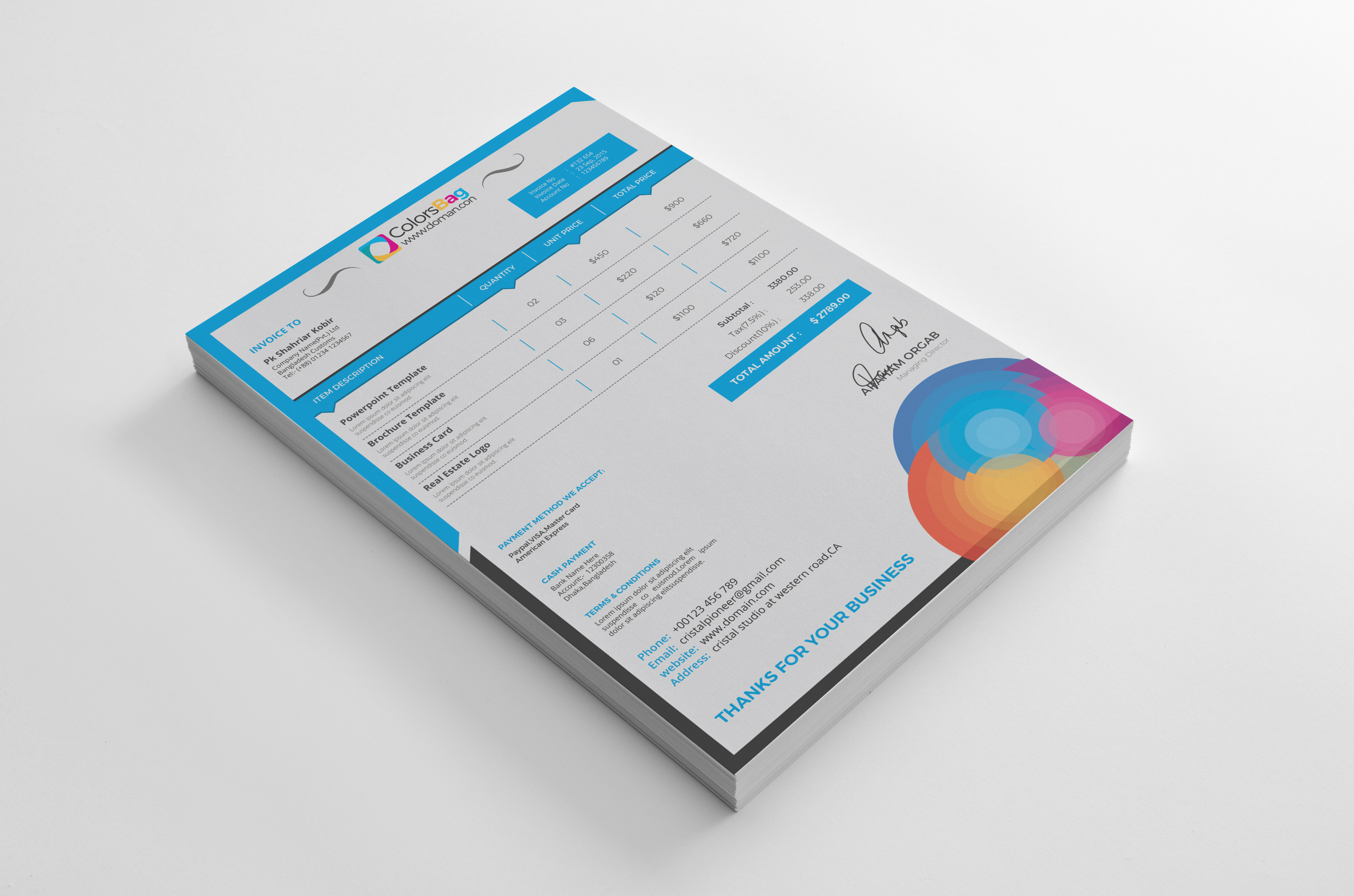 Invoice, a Stationery Template by Cristal Pioneer