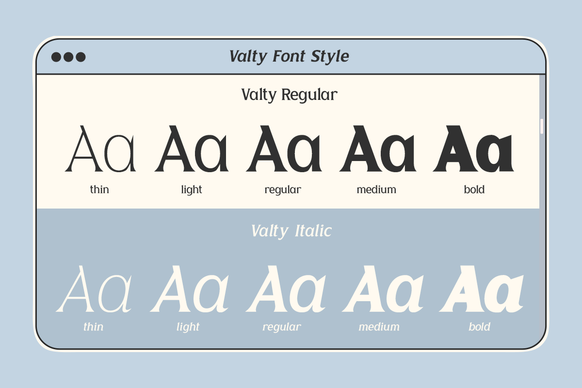Valty - Variable Classic Typeface, a Sans Serif Font by Pandeka Studio