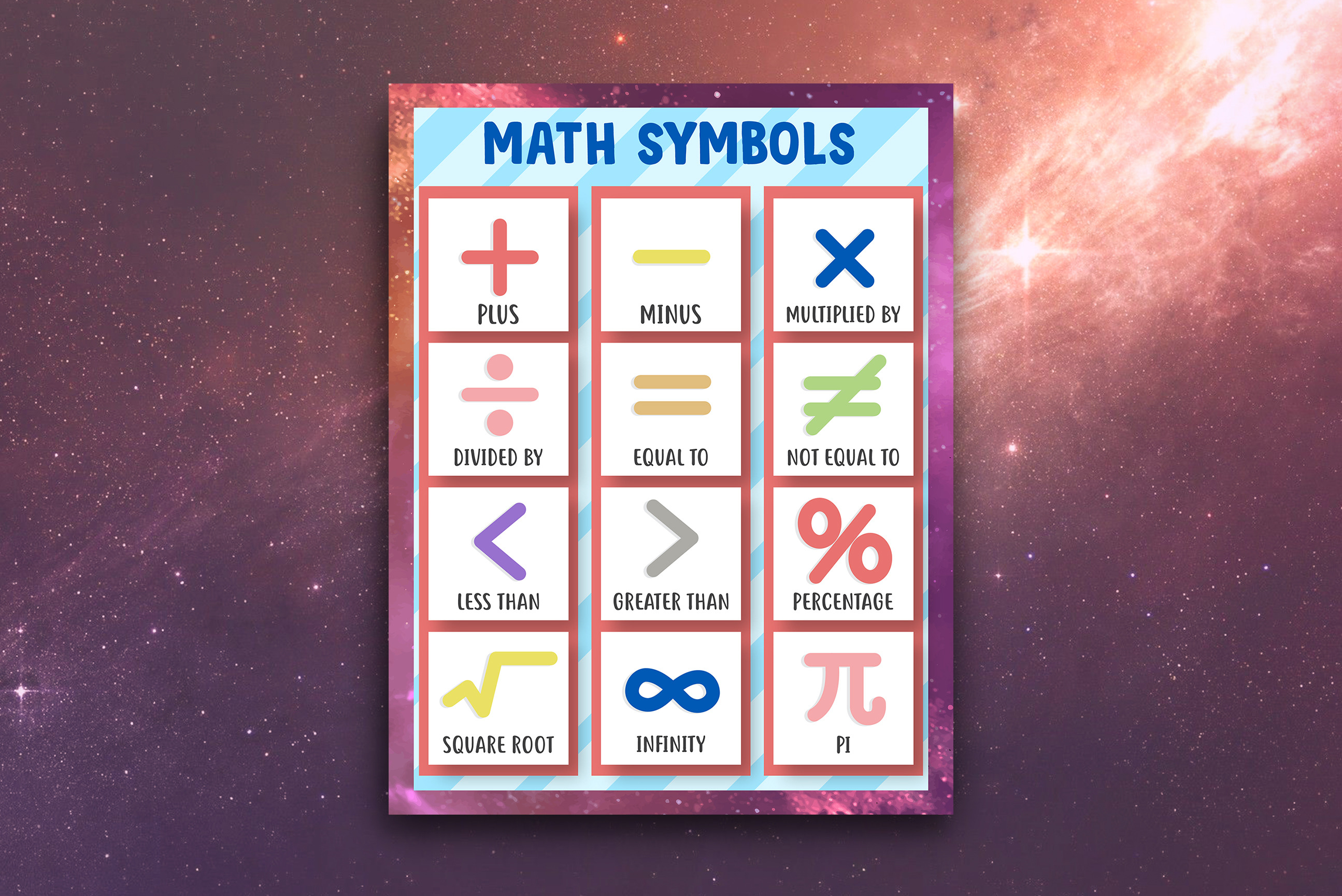 Math Symbols Poster, a Templates & Theme by Graphicsnext