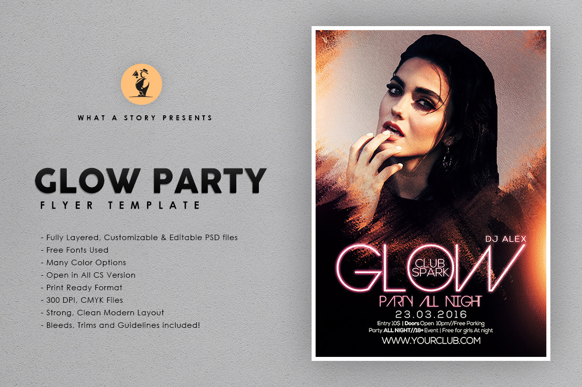 Glow Party, a Flyer Template by What a Story | Creative Market