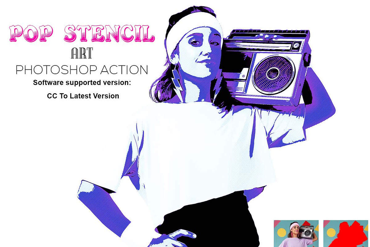 Pop Stencil Art Photoshop Action, an Action Add-On by Studio Retouch