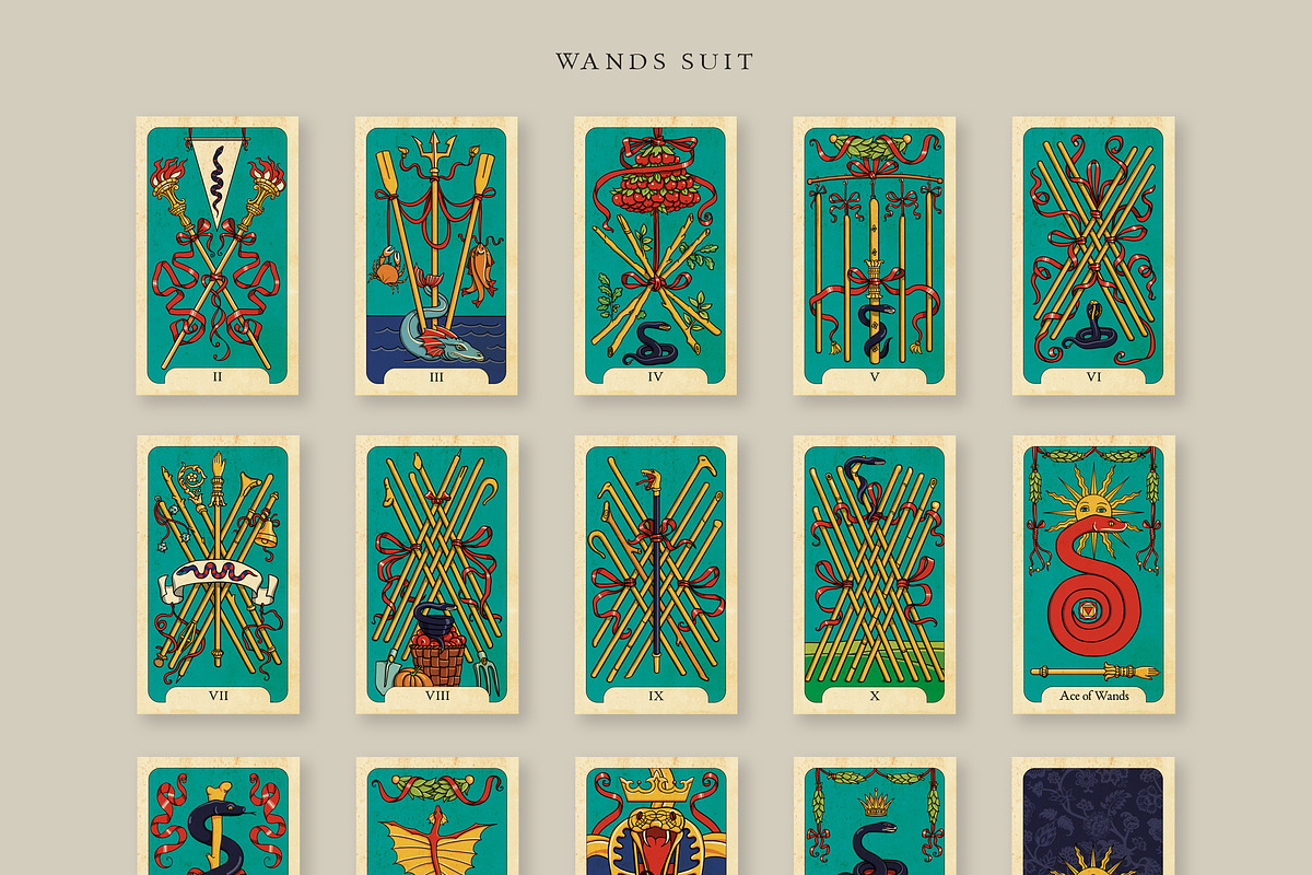 Snake Tarot Minor Arcana Deck, a Decorative Illustration by Olga Begak ...