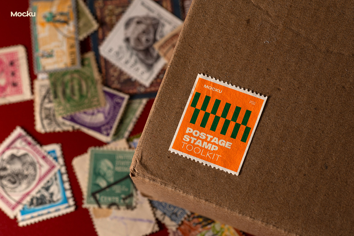 Postage Stamp Toolkit, a Packaging Mockup by Mocku