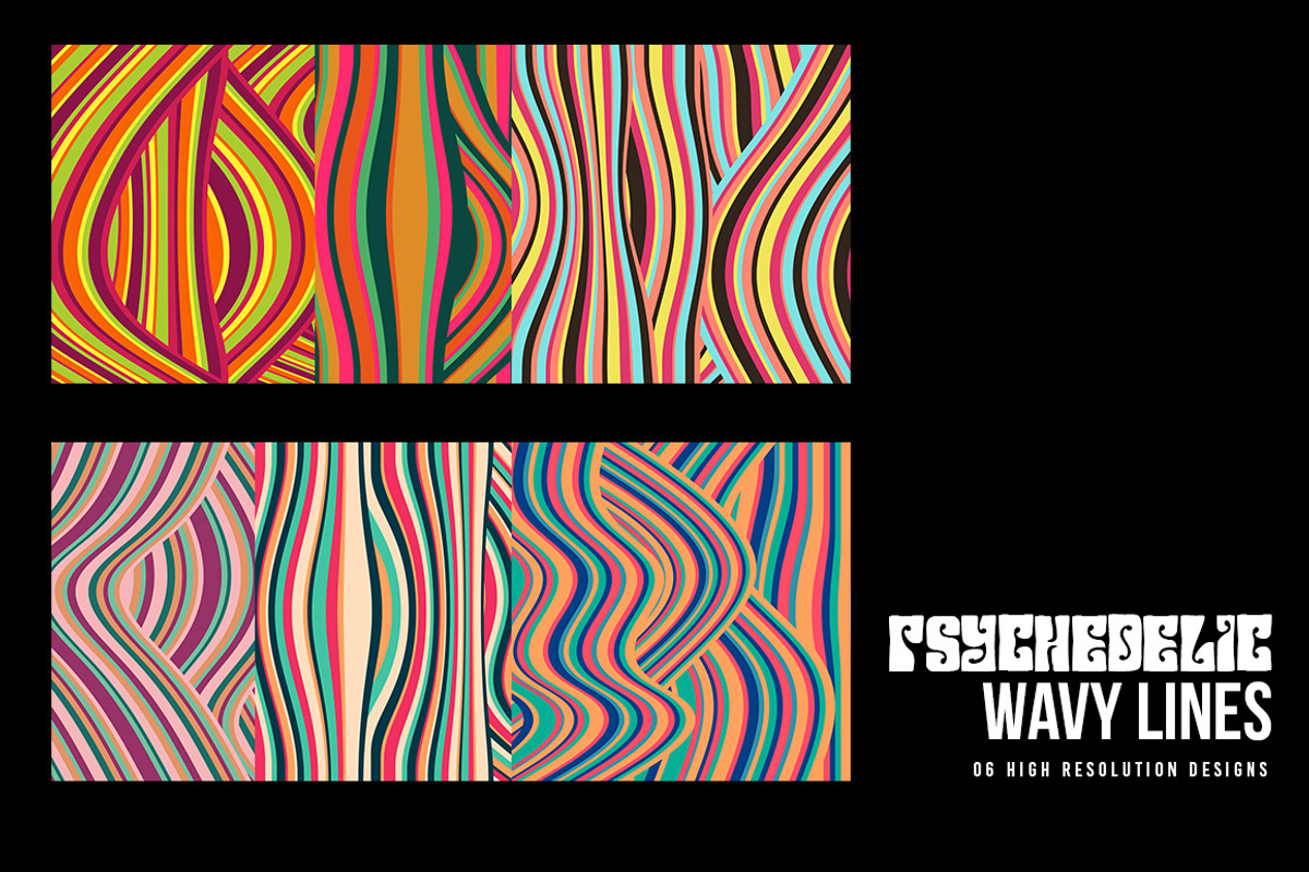 Psychedelic Wavy Lines, a Pattern Graphic by Digital Art Creations