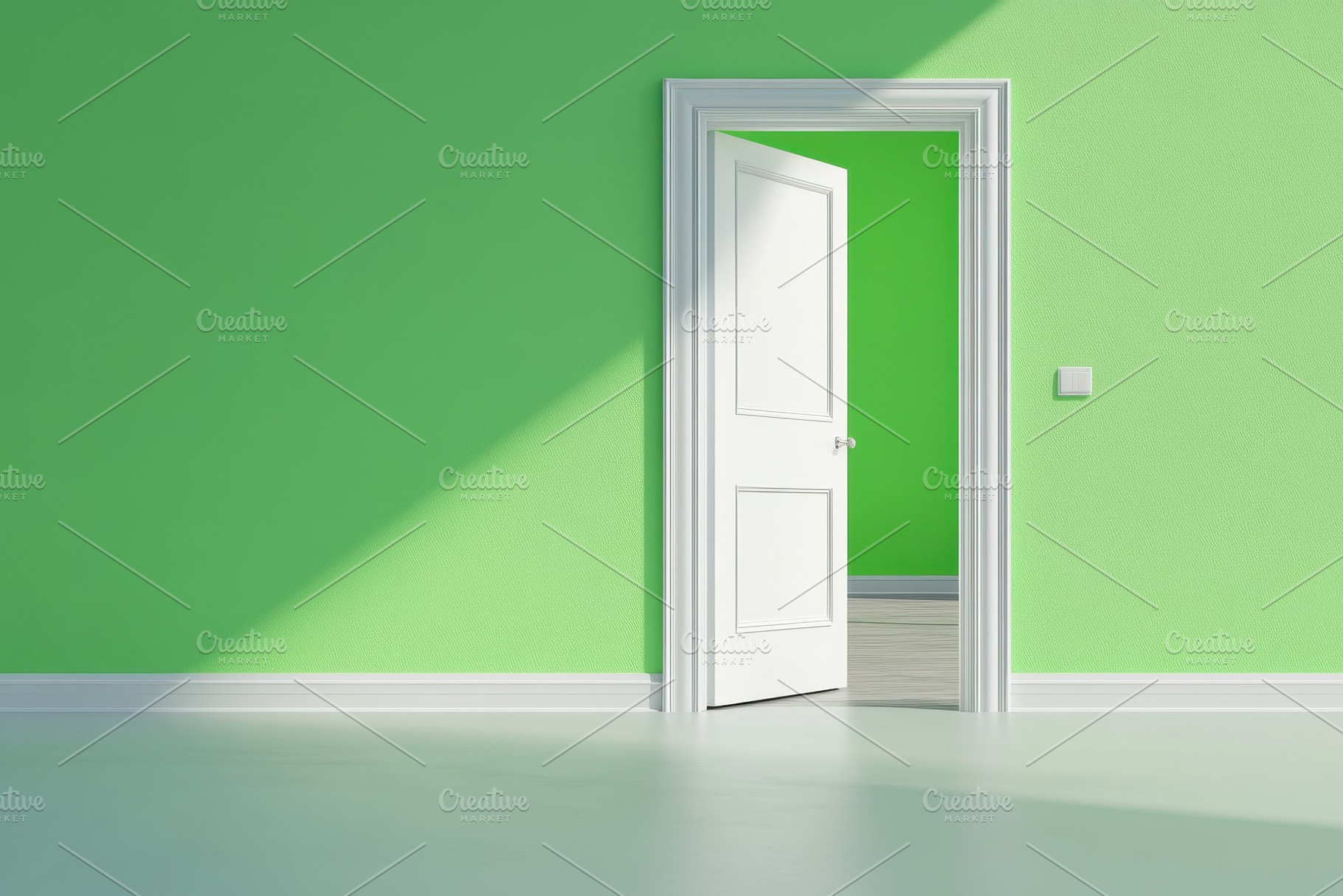 Door opening animation in a light, a Photo by Pavel_design