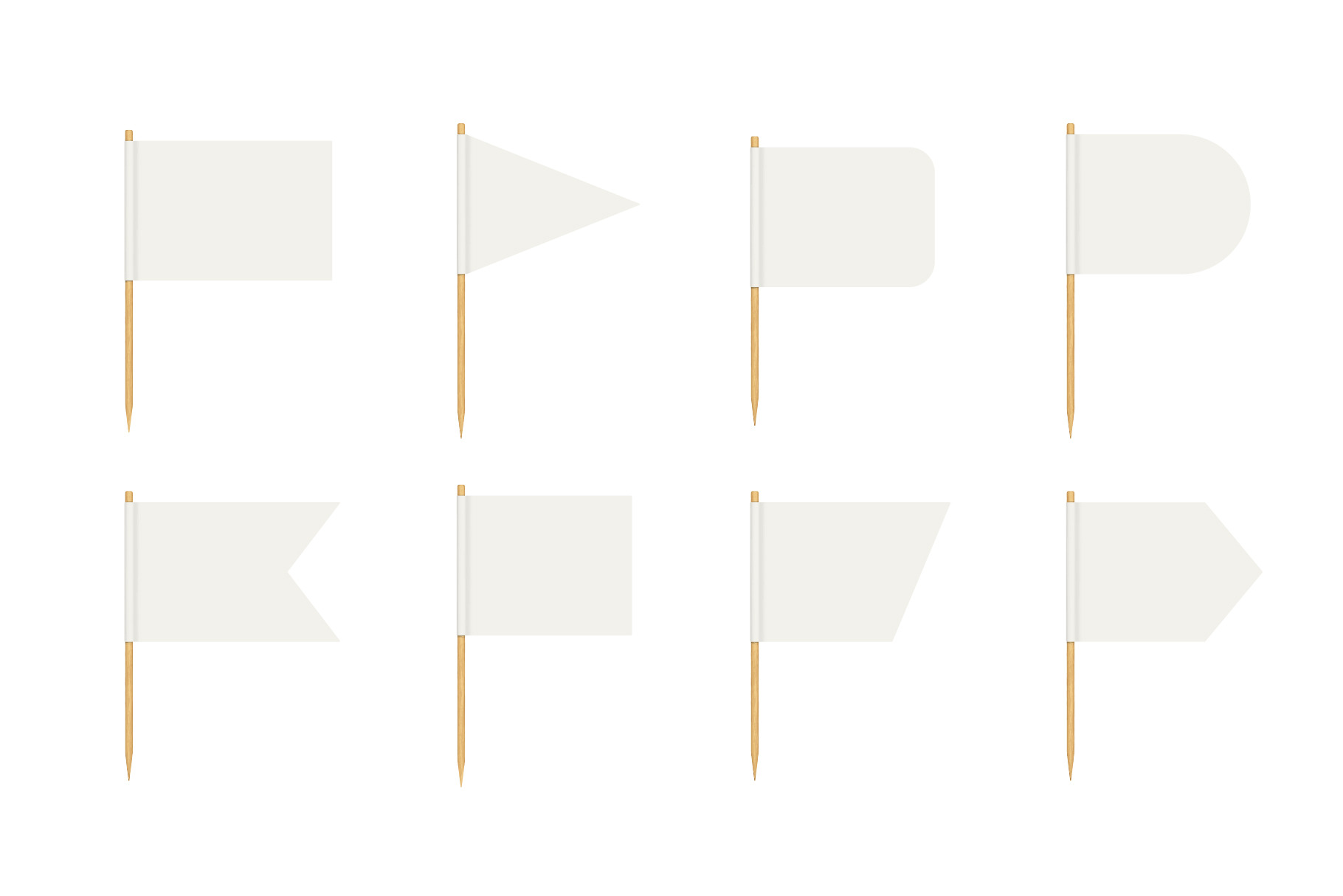 Wooden toothpicks with paper flags