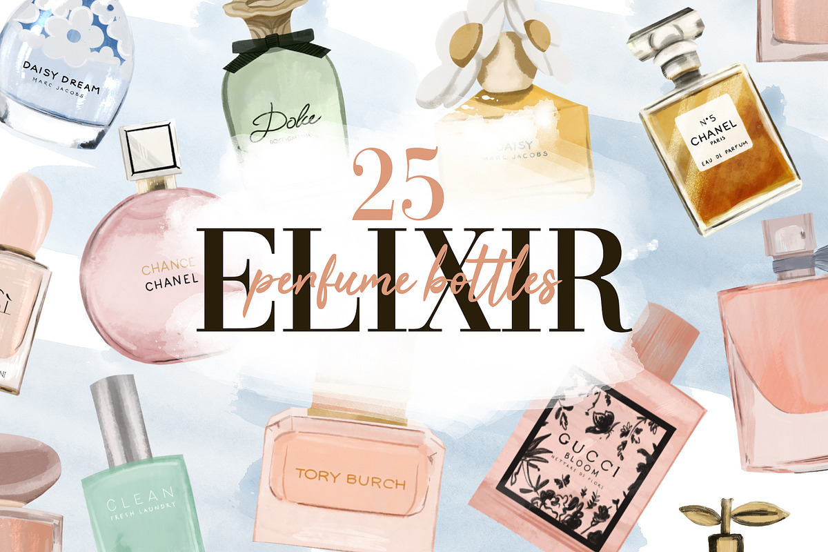 Elixir 25 watercolor style perfumes, an Illustration by Cocoa studio by ...