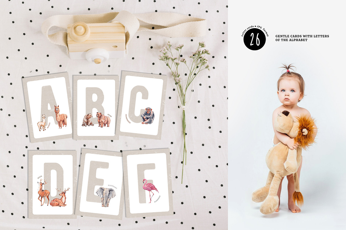 Kids Animal Alphabet. Watercolor ABC, an Education Illustration by VerAna