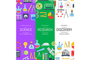 Vector web banner templates with flat style science icons, a Background ...
