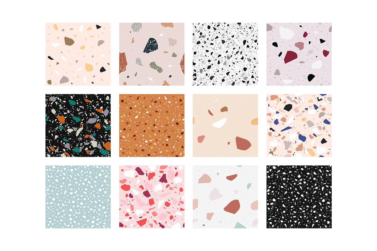 12 Terrazzo Seamless Patterns, a Pattern Graphic by William Hansen