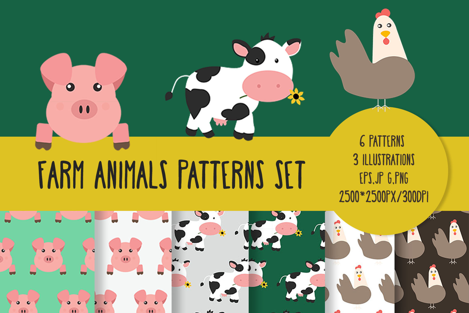 Farm Animals Patterns & Illustration, a Pattern Graphic by ...