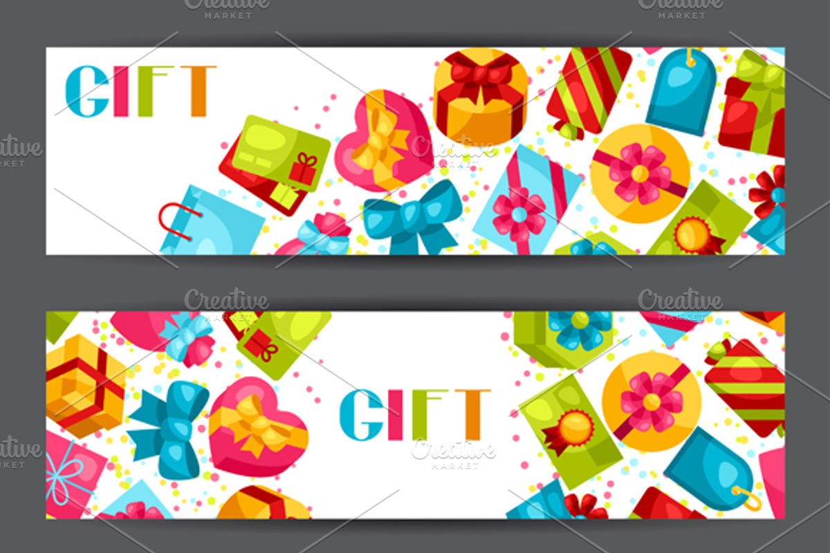 Banners and cards with gift boxes., a Flyer Template by incomible