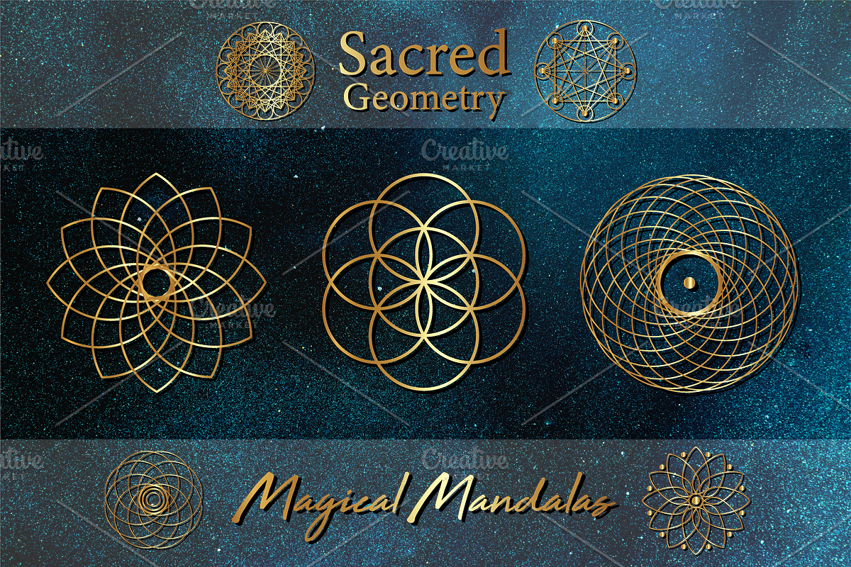 Sacred Geometry Gold Magic Mandalas