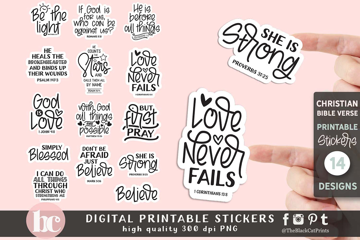 Christian Bible Verse Stickers PNG, an Education Illustration by ...